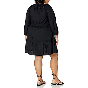 The Drop Women's @caralynmirand Ruffle-Neck Tiered Mini Dress, Black, 2X, Plus Size