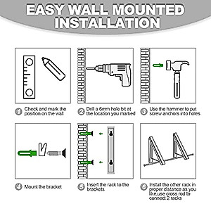 ANXVERS Household Clothes Rack, Laundry Clothes Rack, Wall Clothes Rack, Hanging Clothes Rack, Folding Clothes Rack, Clothes Rack with Pole, Clothes Rack, Independent Clothes Rack Sliver, Silver