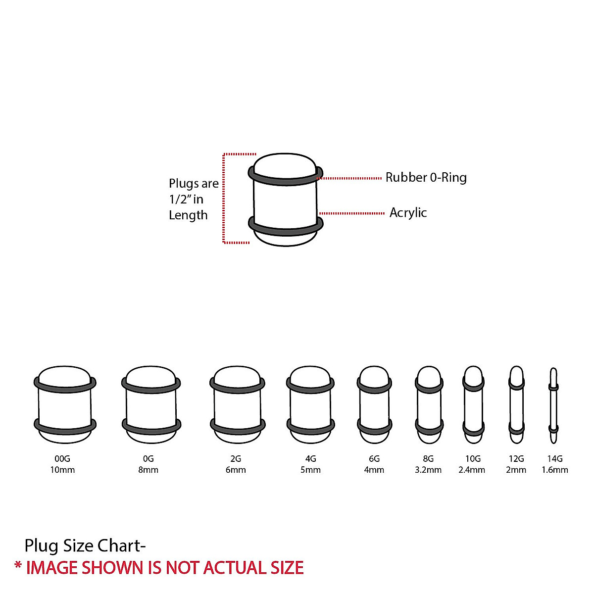 BodyJ4You Black Plugs Kit with Spiral and Tribal Tapers Kit 54 pieces Gauges Kit 14G-00G Stretching Set