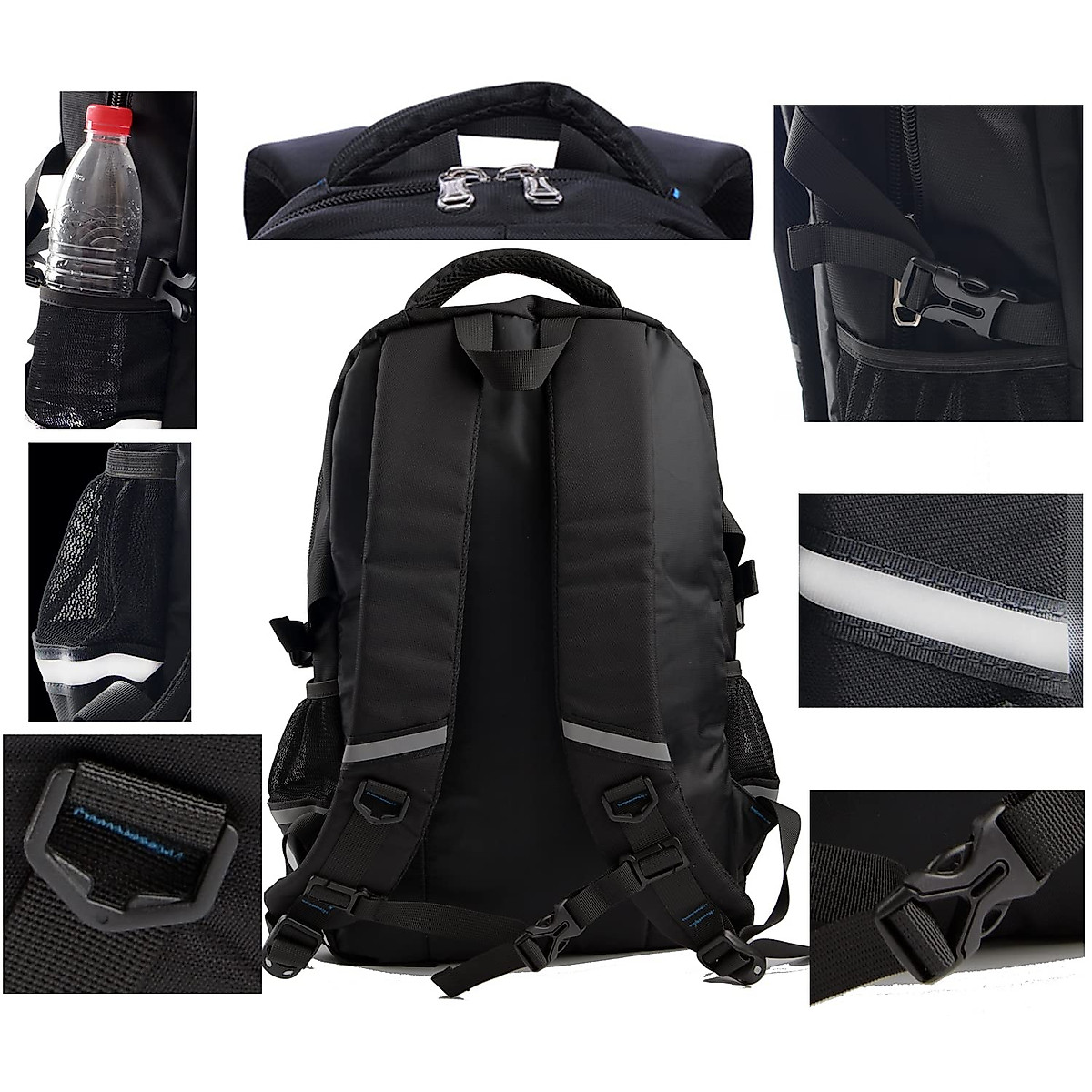 JSAHAH School Backpacks Student Bookbag Casual Shoulder Daypack Travel Back Pack for Teen Boys Black Grey