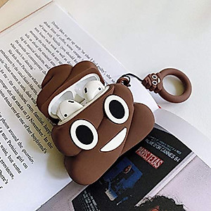 Airpods Case,3D Funny Stool Soft Silicone Air pod Funny Cover,Fun Cool Adorable Keychain Design Skin,Airpods Cases Poop for Girls Kids Teens Boys Airpods 1&2 (Brown)