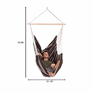 Amazonas Brasil Hammock Swing Chair | Indoor & Outdoor Hammock with Spreader Bar for Patio, Porch, Bedroom or Backyard | Luxury Swing Hammock Chair | Handwoven in Brasil | Max 330 lbs, Mocca