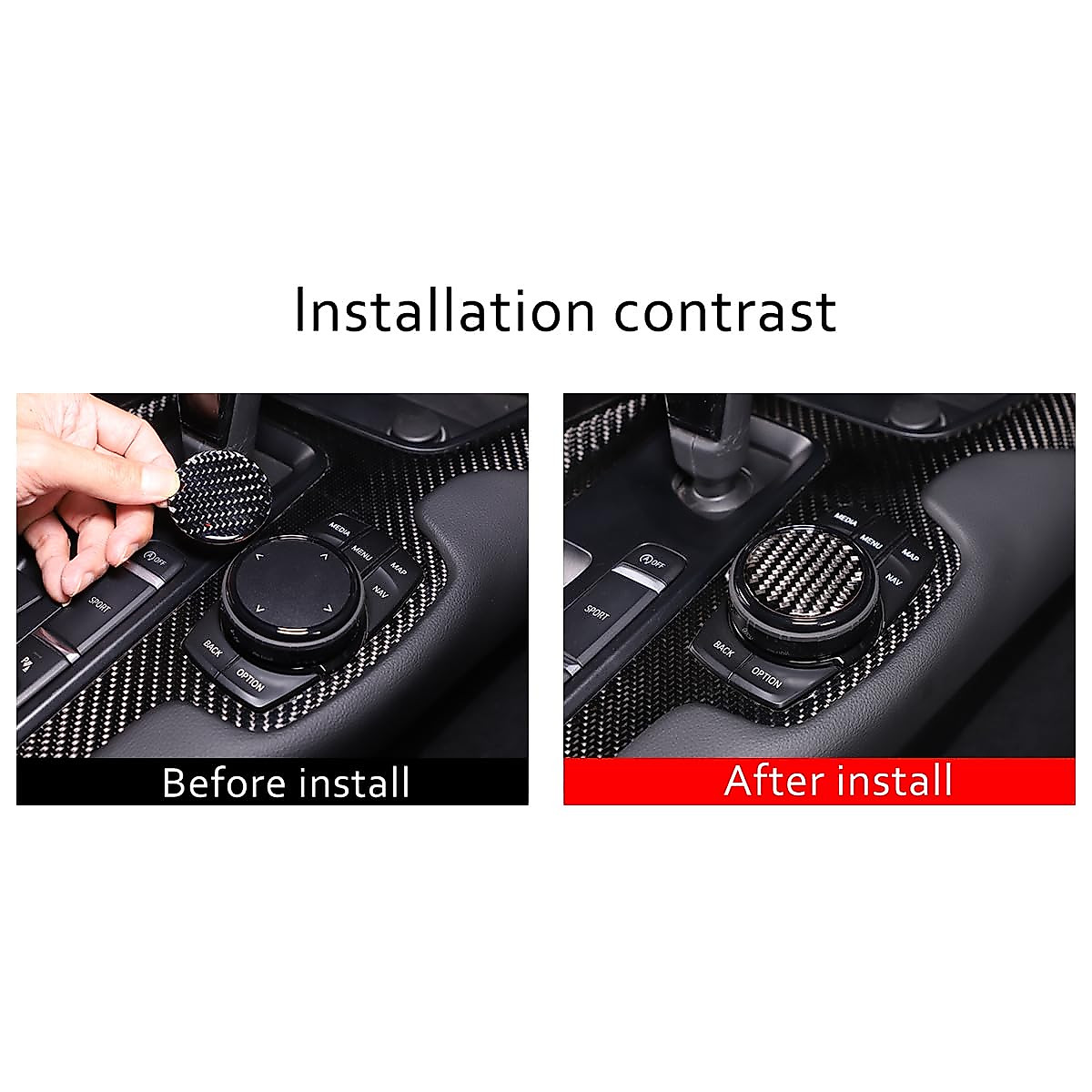 Daeiclru Soft Carbon Fiber Central Control Multimedia Knob Cover Trim Fit for Toyota Supra GR A90 A91 MK5 2019-2022, Car Multimedia Knob Switch Button Cover Trim (Black)