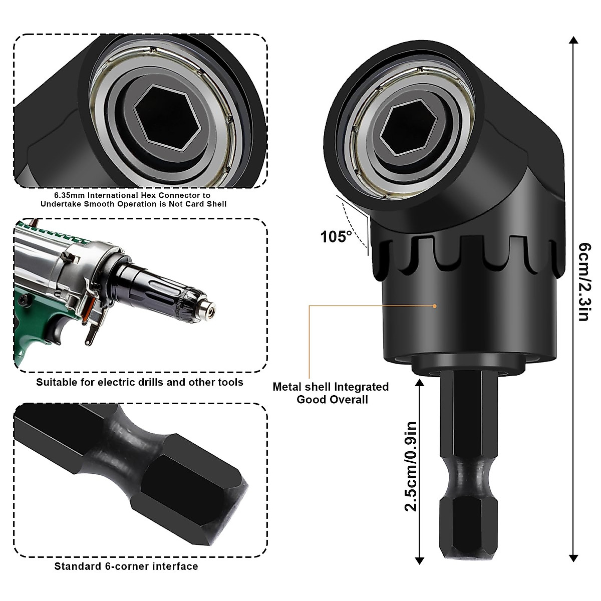 17 Pcs Flexible Drill Bit Extension, Include 2 Pcs Hex Shank 105° Right Angle Drill Attachment 3Pcs Drill Bit Holder 10 Short Screwdriver Bits 90° Angled Bits and Bendable Drill Bit Extension