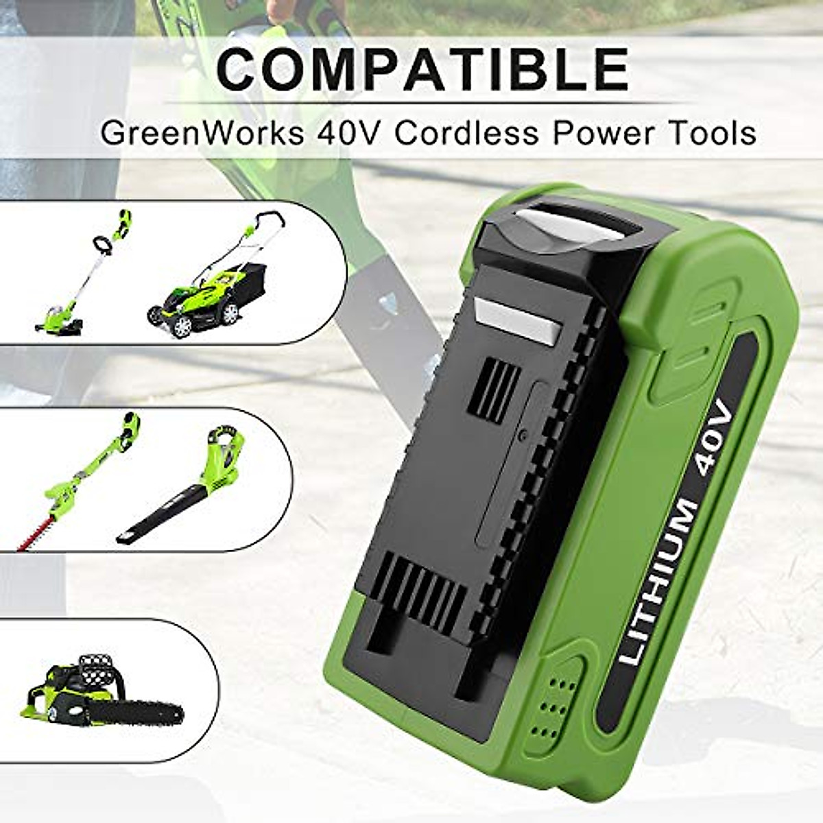 Powilling 40V 3.0Ah Replacement Lithium Battery for GreenWorks 29462 Battery GreenWorks 40V G-MAX Power Tools 29252 20202 22262