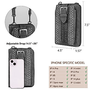 Montana West Crossbody Cell Phone Purse For Women Western Style Cellphone Wallet Bag Travel Size With Strap PHD-2002GY