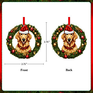 SICOHOME Golden Retriever Christmas Ornament Golden Retriever Gifts for Women and Dog Lovers Golden Retriever Xmas Tree Ornaments Round Ornament with Gift Box Xmas Present for Retrievers Lovers Gift