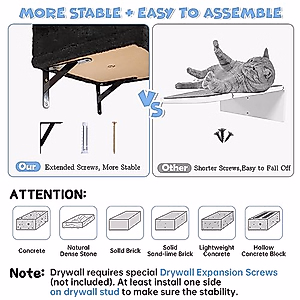 Loninak Cat Wall Furniture Set-Cat Shelves Include Hammock, Condo with Bridge, Step Scratching Post House for Indoor Mounted Tree Black