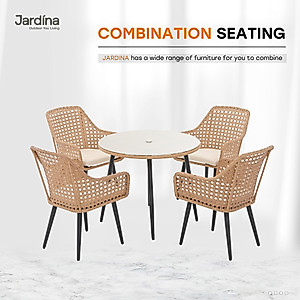 JARDINA Wicker Patio Dining Chairs Set of 4 Patio Chair with Cushion Outdoor Rattan Dining Seat for Outdoor Patio Backyard, (Natural)
