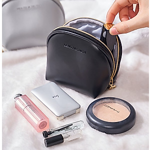 Eliaukly Small Makeup Bag,Cute Cosmetic Bag Coin Purse Lipsticks Pouch with Zipper for Women Makeup Essentials Accessories(Black)