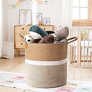 CHICVITA Extra Large Jute Basket with Handles Blanket Basket Home Decor (Set of 2)