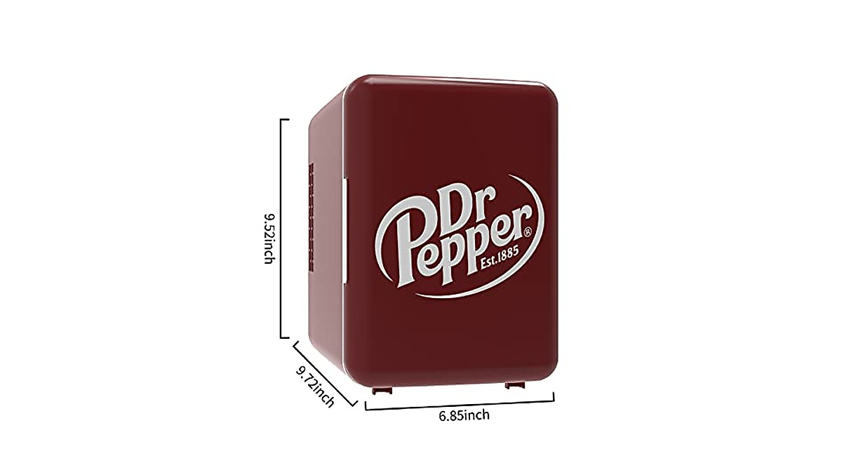 CURTIS Dr. Pepper Mini Fridge Cooler - Portable 4L, Eco-Friendly