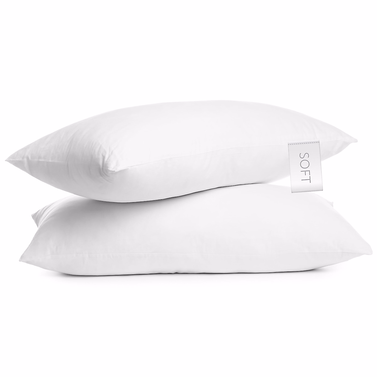 Digital Decor Set of Two 100% Cotton Hotel Down-Alternative Made in USA Pillows - Three Comfort Levels! (Silver, Standard)