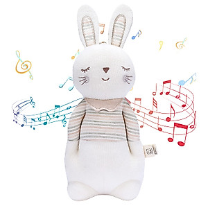 COTTONEBEBE Organic Baby Toys, Stuffed Animal Toy with Lullaby Music for Infant Babies 0 3 6 12 to 36 Months Boy & Girl,Ideal Gift for Newborn (Mrs.Bunny, Cotton)