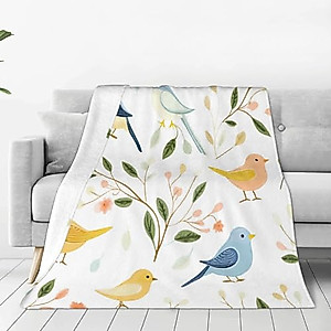 WSYKC Cute Bird Pattern Printed Blanket for All Season Printed Flannel Throw Blanket for Couch Bed,Chair,Sofa,Room,Home Decor 80"X60" Blanket A842