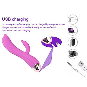 Dolphin Sucking Stick Vibrator Dildo for Women Pleasure Personal Massager G spot Rabbit Vibrator Sex Toy with 10Patterns Waterproof & Rechargeable Sex Toys Vaginal Health Purple