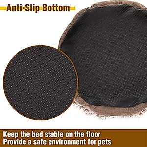 KOOLTAIL Cat Bed, Super Soft Plush Calming Cute Warm Cat Beds for Indoor Warm in Winter, Marshmallow Pet Bed，Anti Anxiety Donut Cuddler Round Dog Kitty Bed Furry Cushion Bed Washable (Brown)