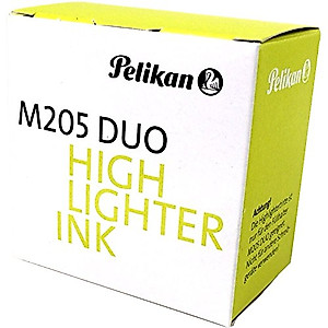 Pelikan 4001 Bottled Ink for Fountain Pens, For Pelikan M205 Classic Duo Highlighter Pen, Fluorescent Yellow, 30ml, 1 Each (344879)