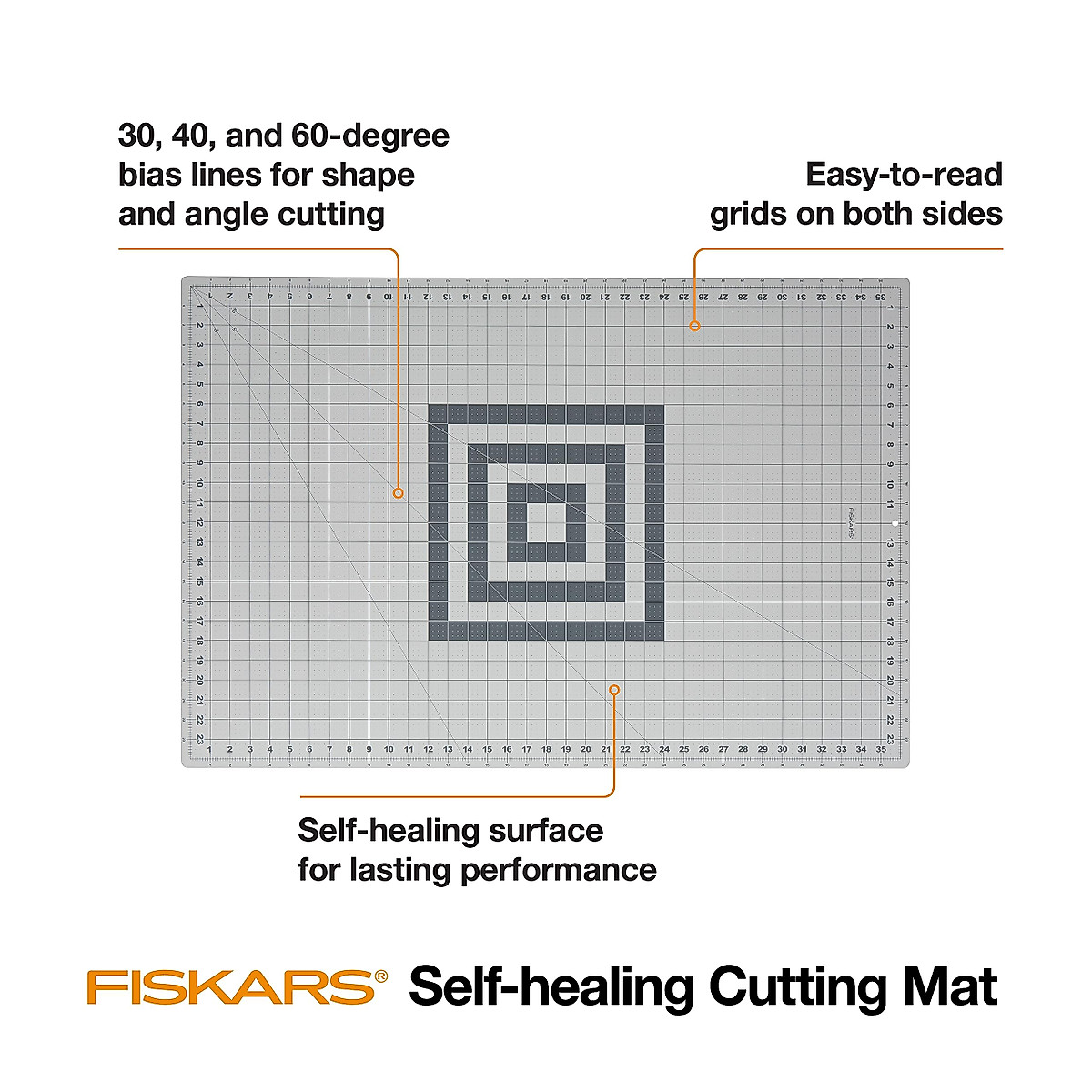 Fiskars Craft Supplies: Self Healing Cutting Mat for Crafts, Sewing, and Quilting Projects, 24x36” (12-83727097J) , Gray