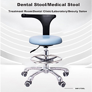 SFKLYU Dental Stool Dental Chair Assistant Stool 360° Rotation Armrest Dental PU Leather Backrest for Office Kitchen Dentist Shop Lab and Home,50~70cm