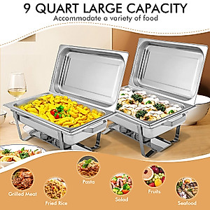 Happygrill 2 Pack Chafing Dish 9 Quart Chafing Dish High Grade Stainless Steel Chafer Dish Set
