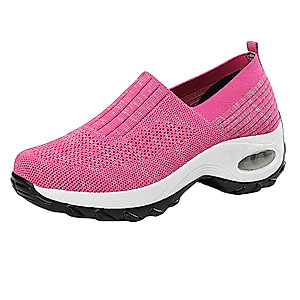 FlekmanArt Sneakers for Women Walking Women Walking Shoes Winter Womens Tennis Shoes Nurses Women Sneaker Wide Hypersoft White Women's Sneakers(6.5,4-Hot Pink)