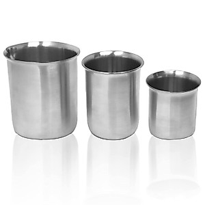 Edu-Labs Stainless Steel Beaker with Rim - Low-Form Beakers for Science - Industrial-Grade Chemistry Lab Equipment, High Heat Tolerance - Scientific Laboratory Supplies for Liquids & Solids - 100ml
