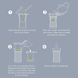 Teabloom Modern Brewing Cup with Loose Tea Infuser and Lid, Standard 12 oz. Capacity - Single-Serve Tea Maker