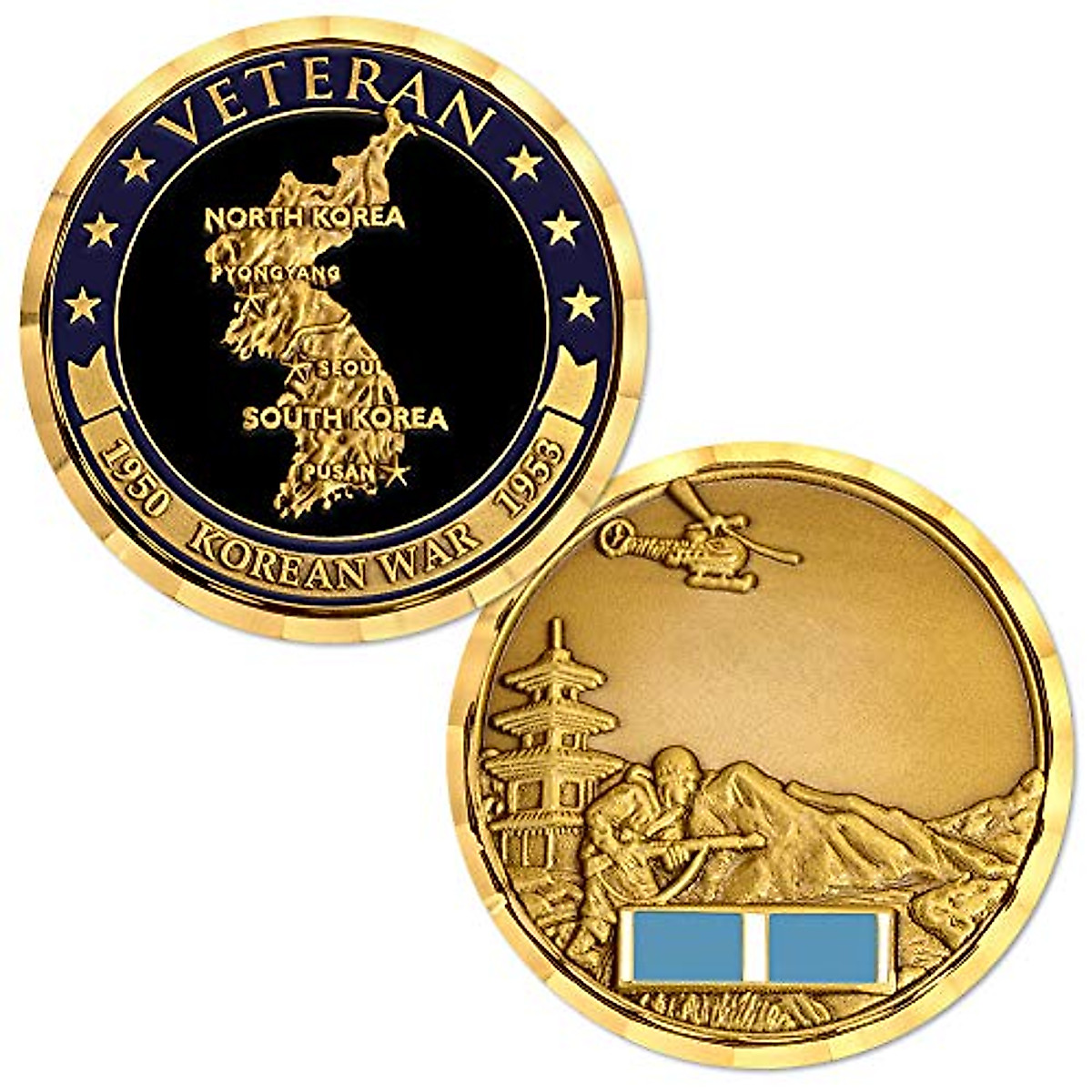 Korea War Veteran Engravable Challenge Coin