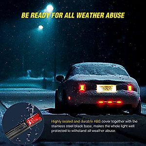 Nilight TL-11 1PC Red 9 LED ID Bar Marker Tail Black Stainless Steel Bracket for Truck Trailer Boat Identification Light, 2 Years Warranty