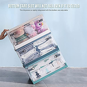 WOQLIBE Storage Bins with Lids-Collapsible Storage Bins with Wheels,Dual Doors Stackable Closet Organizer,Dorm Room Essentials,for Home and Toy Storage 19.7''L x 14'' W x 9.6''H,(Large White)