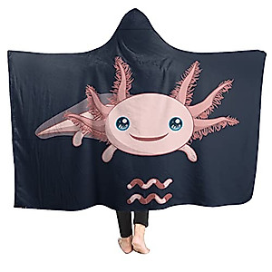 ARTIEMASTER Axolotl Hooded Blanket Soft and Lightweight Flannel Throw Suitable for Use in Bed, Living Room and Travel 50"x40" for Kid