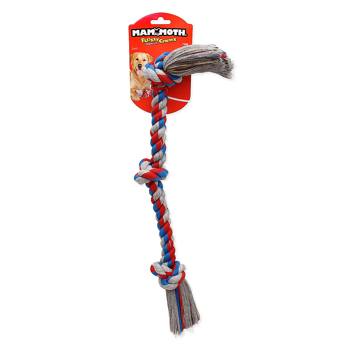 Mammoth Flossy Chews Rope Tug – Premium Cotton-Poly Tug Toy for Dogs – Interactive Rope Toy (Colors May Vary)