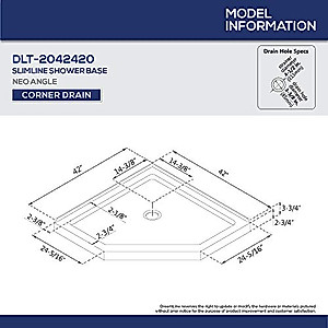 DreamLine SlimLine 42 in. D x 42 in. W x 2 3/4 in. H Corner Drain Neo-Angle Shower Base in Biscuit, DLT-2042420-22