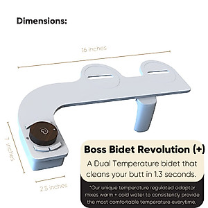 Boss Bidet Revolution Plus (Warm Water). Bidet Attachment for toilet. Luxury design, Bidet sprayer for toilet, non electric, dual nozzle, feminine wash, self cleaning. Italian Oak Wood.