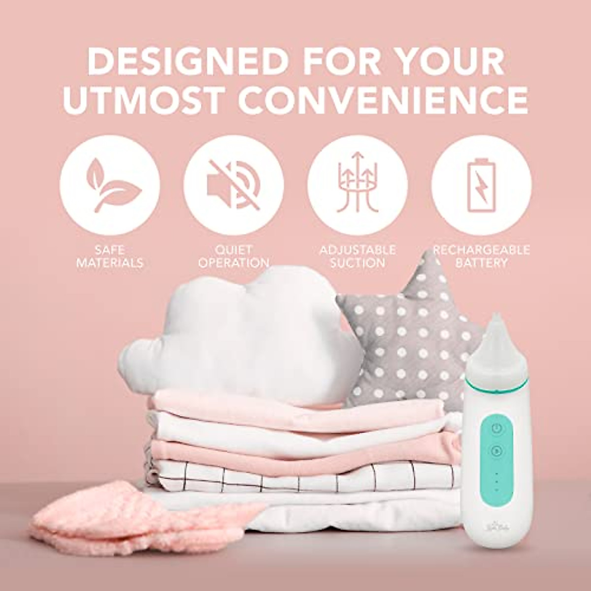 Lunobaby Nasal Aspirator for Babies - Rechargeable Baby Nose Sucker Must-Haves for First Time Mom - Electric Nose Aspirator for Infants and Toddlers
