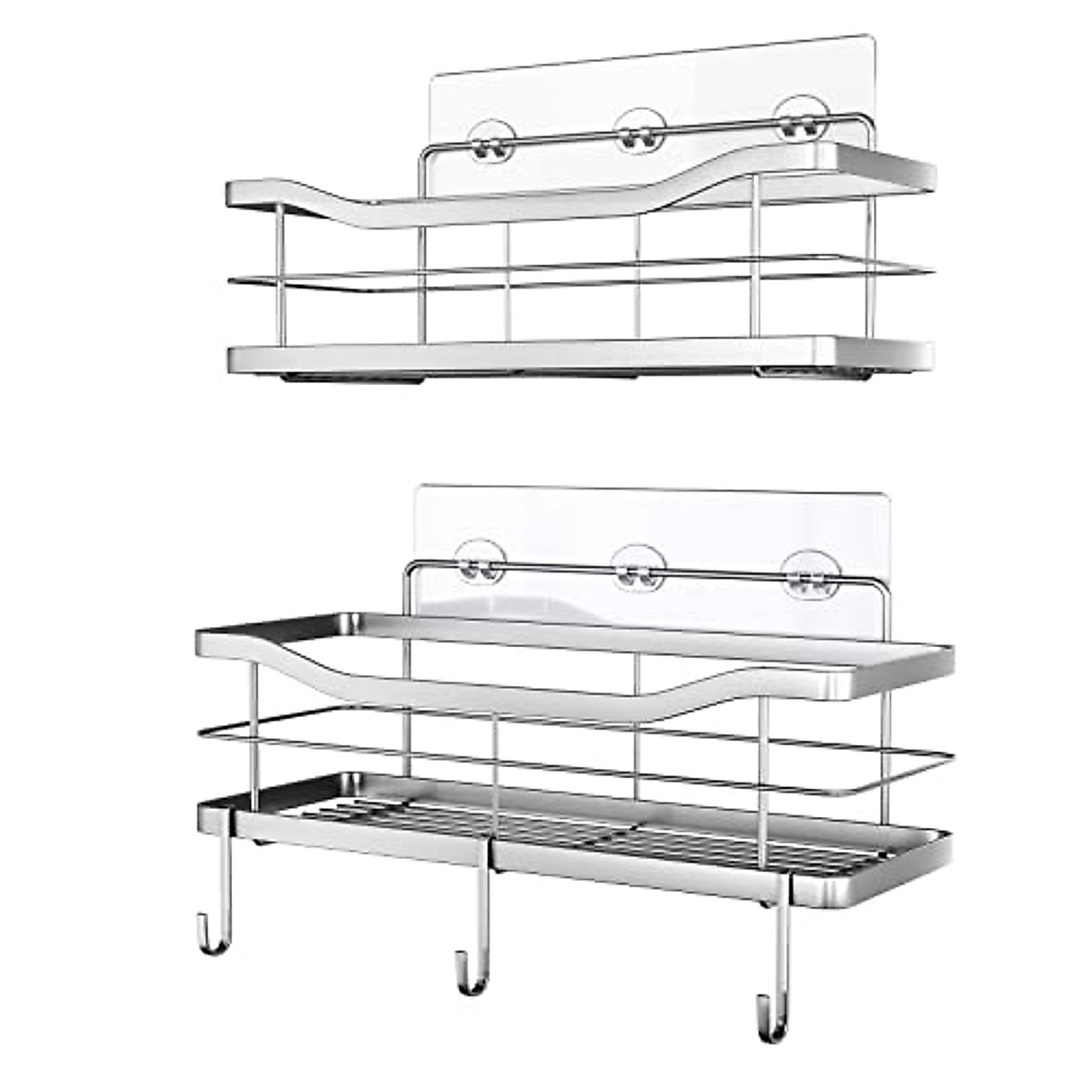 Silver Shower Caddy Rustproof Bathroom Shampoo Holder For Shower Wall Self Adhesive Shower Shelf For Inside Shower Organizer Suction