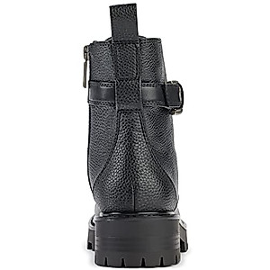 Karl Lagerfeld Paris Women's Lug-Sole Maeva Combat Boot with Crystal Detail Fashion, Black, 6.5