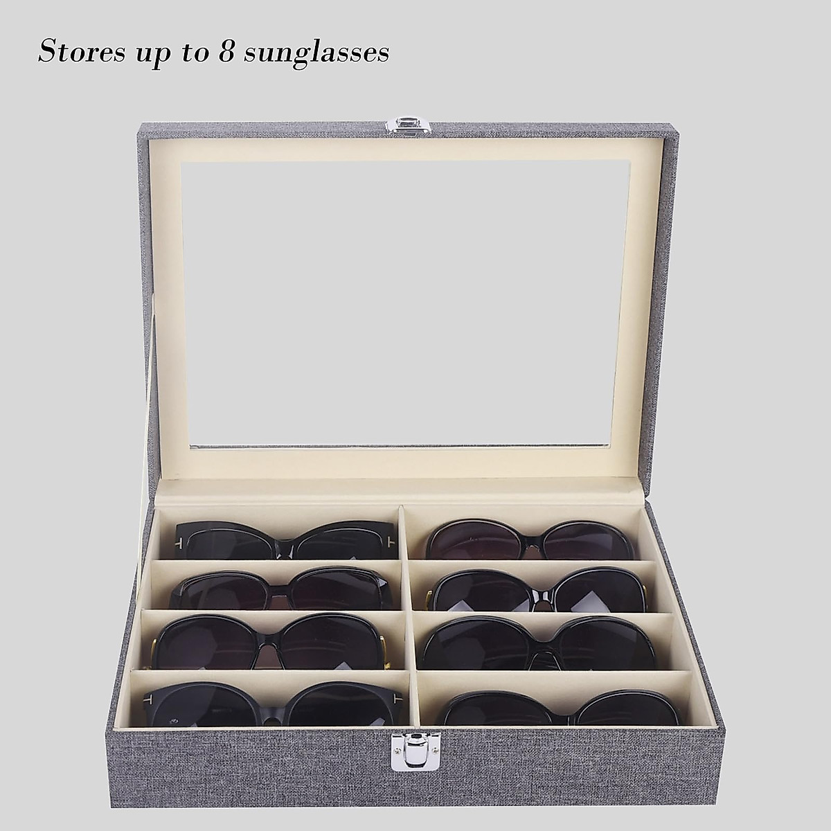 AUTOARK Linen 8 Piece Eyeglasses Storage and Sunglass Glasses Display Case Organizer,Grey,AW-136