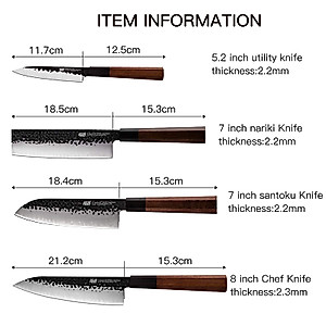 FINDKING 4Pcs Knife Set Dynasty series-3 layer 9CR18MOV clad steel w/octagon handle Chef's Knife with 18'' Acacia Wood Magnetic Knife Strip
