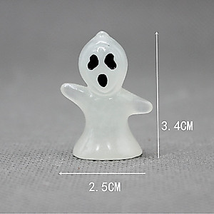 BinaryABC Halloween Glow in The Dark Pumpkin Ghost Miniature Figurines,Luminous Garden Ghost Decor, Fairy Garden Doll House Accessories,Halloween Party Favors,4Pcs