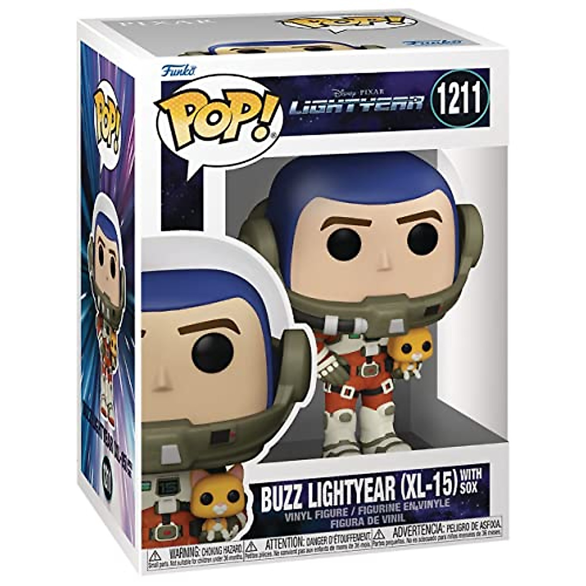 POP Disney Pixar: Lightyear - Buzz Lightyear (XL-15) with Sox Funko Vinyl Figure (Bundled with Compatible Box Protector Case), Multicolored, 3.75 inches