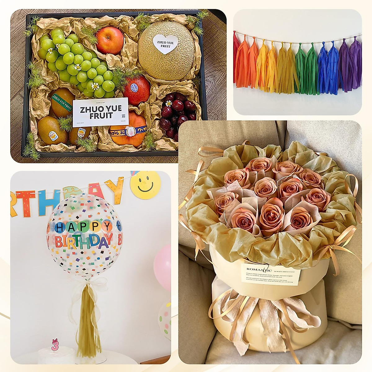 Naler Gold Tissue Paper, 60 Sheets Tissue Paper Bulk Gift Wrap for Christmas Crafting Wedding Party DIY Birthday Decorations,14x 20