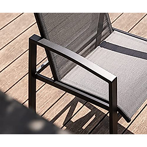 4 Pieces Outdoor Dining Chair Patio Furniture with Metal Slat Finish, 2x1 Textliene Patio Chairs, Easy Assemble Outdoor Chairs
