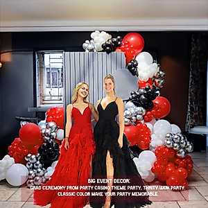 Kozee Black Red silver White Balloon Garland kit 146Pcs and Mylar starburst balloons for Birthday Party 2024 graduation prom day baby shower Decorations