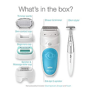 Braun Epilator Silk-épil 5 5-810, Hair Removal for Women, Shaver & Bikini Trimmer, Cordless, Rechargeable, Wet & Dry