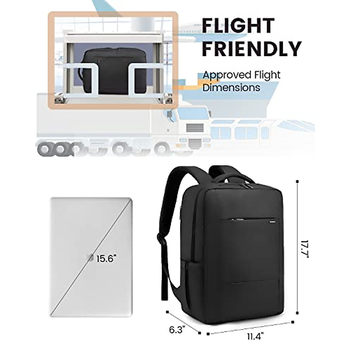 LOVEVOOK Laptop Backpack for Women & Men, Unisex 15.6 inch Waterproof Travel Backpack, Work Backpack Casual Daypack with USB Charging Port, Computer Backpack for Business Black