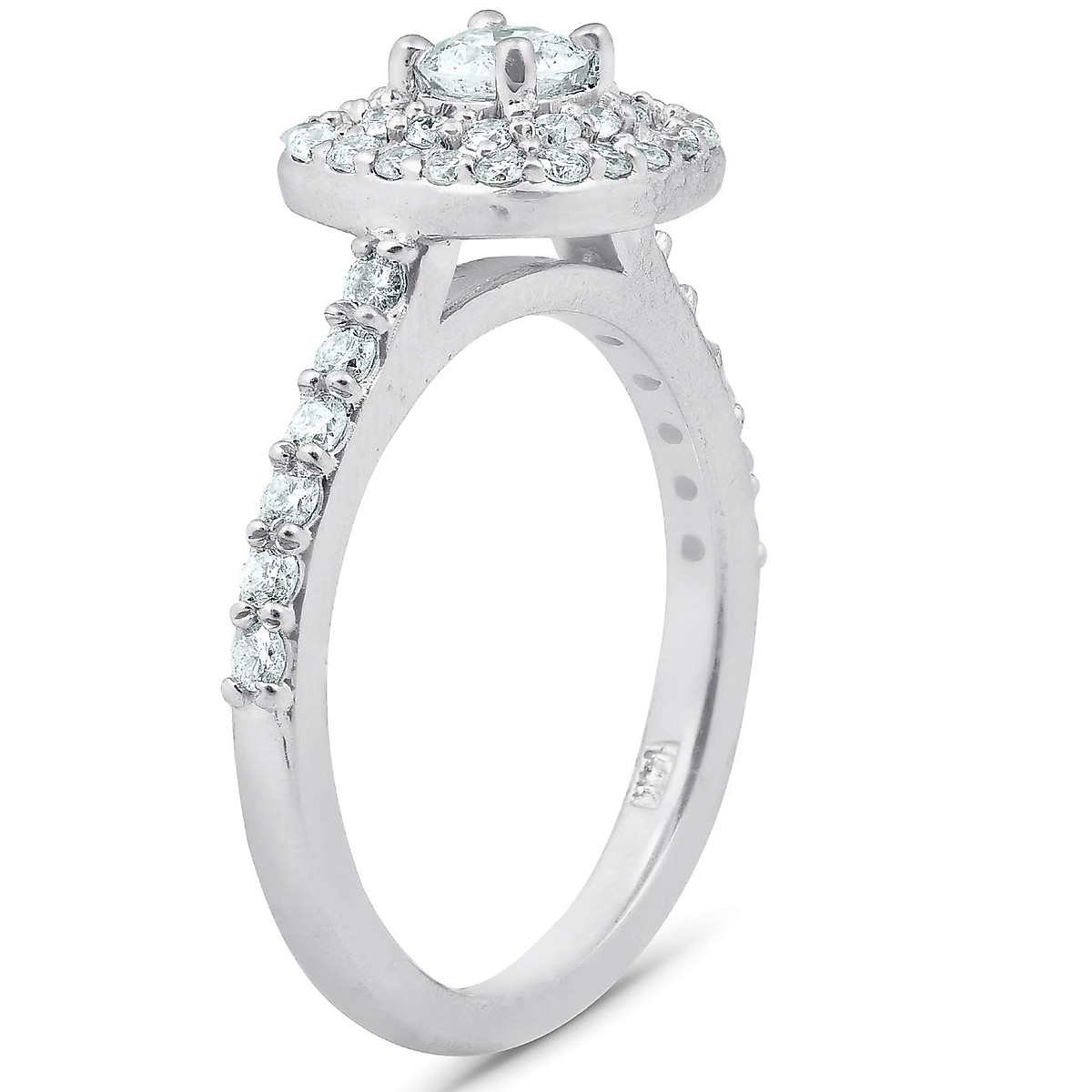 3/4Ct Diamond Cushion Double Halo Engagement Ring 14k White Gold - Size 9