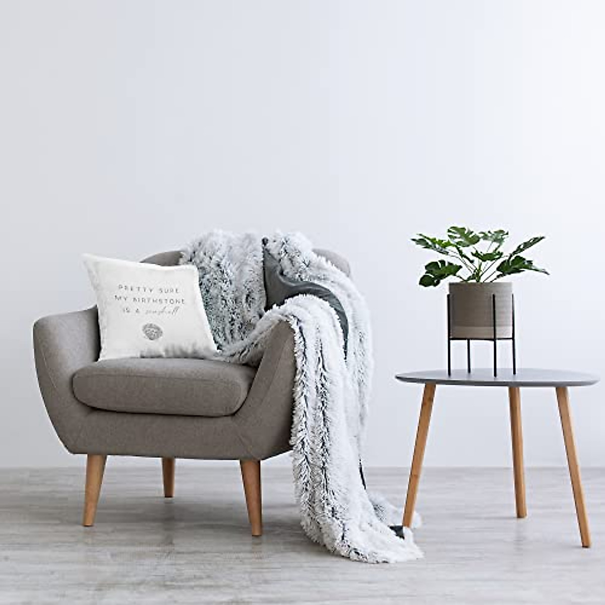 Stupell Industries My Birthstone is Seashell Vintage Inspirational Saying Design by Daphne Polselli Pillow, 18 x 18, Off- White