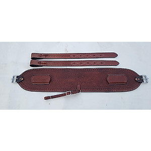 SHOWMEN CRAFT Western Horse Floral Tooled Leather Rear Flank Saddle Roper Back Cinch with Billets (Tan)